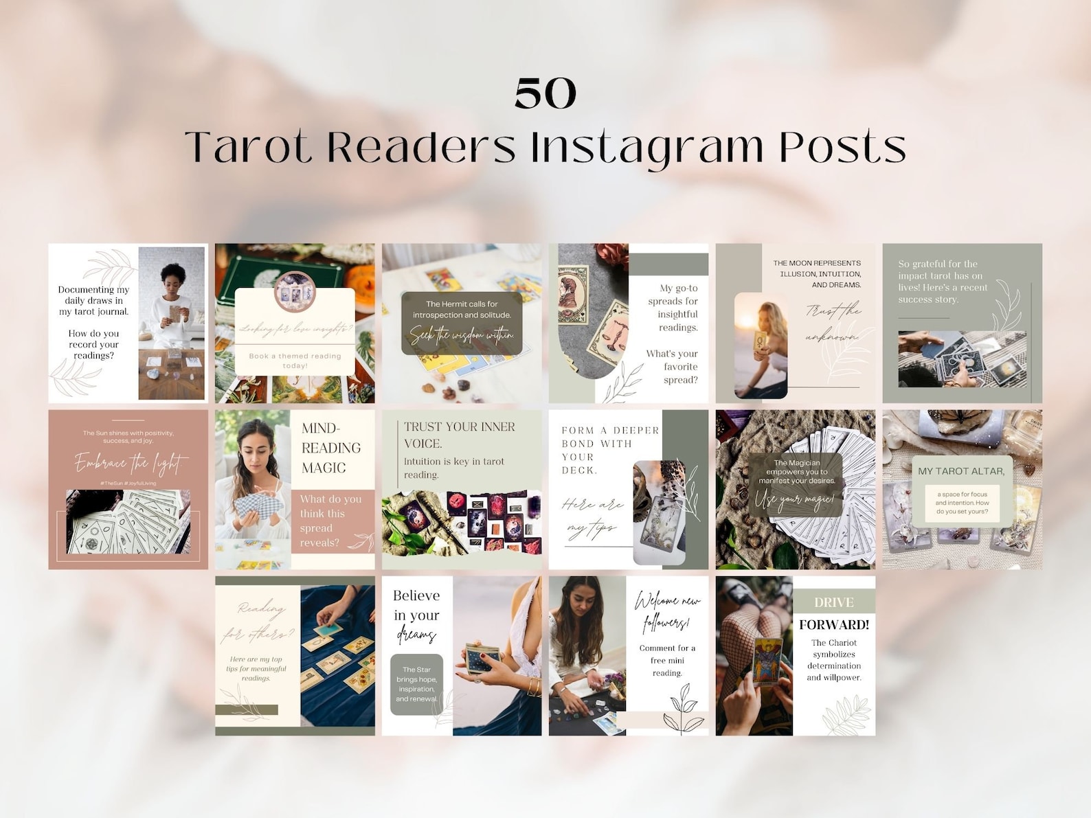 50 Tarot Reader Instagram Posts | Social Media Templates (canva ...