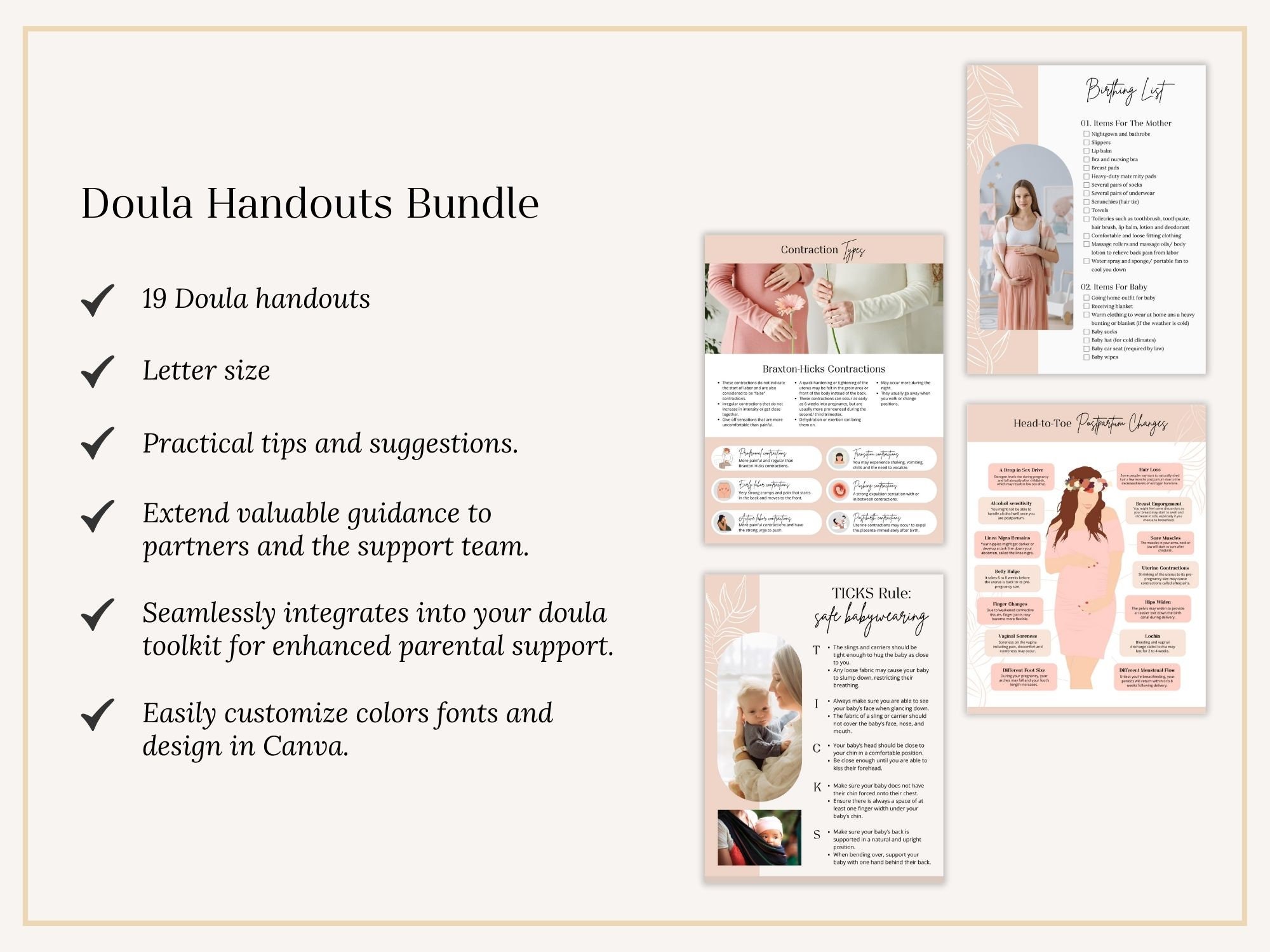 Doula Handout Bundle | Birth & Newborn Guides (canva Editable) - Etsy
