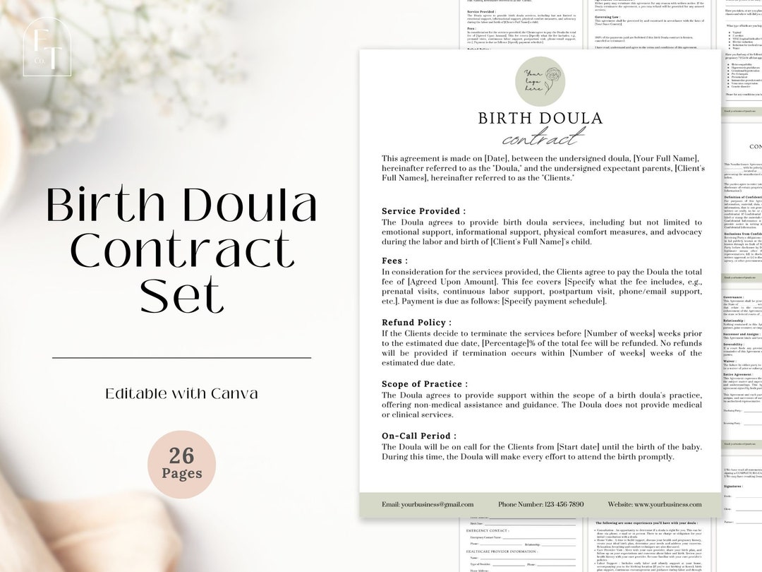 Birth Doula Contract Bundle Doula Contract Doula Service Agreement ...