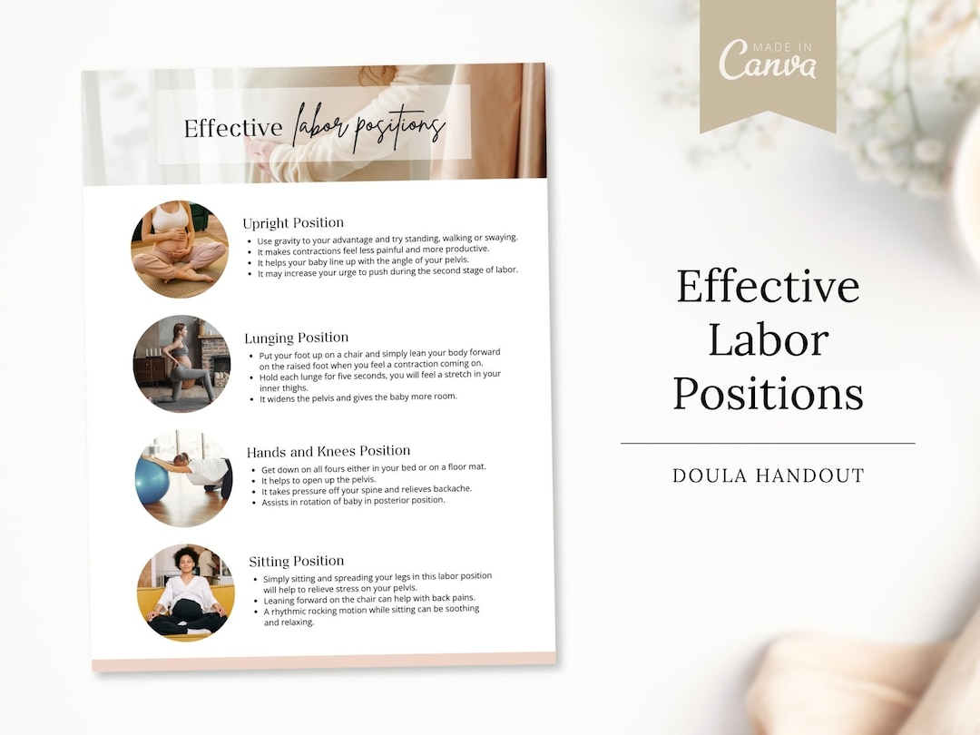 Effective Labor Positions | Doula Handout | Doula Canva Template ...