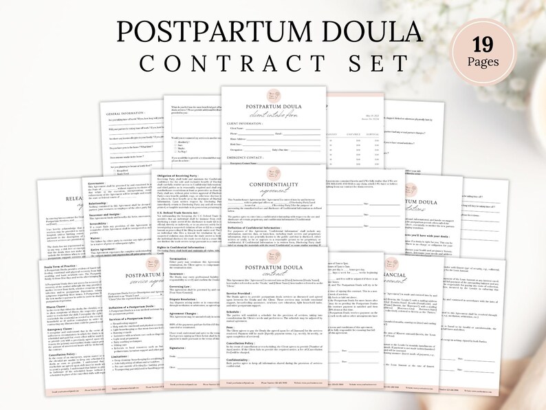 Postpartum Doula Contract Bundle | Doula Contract | Doula Service Agreement | Doula Client ...