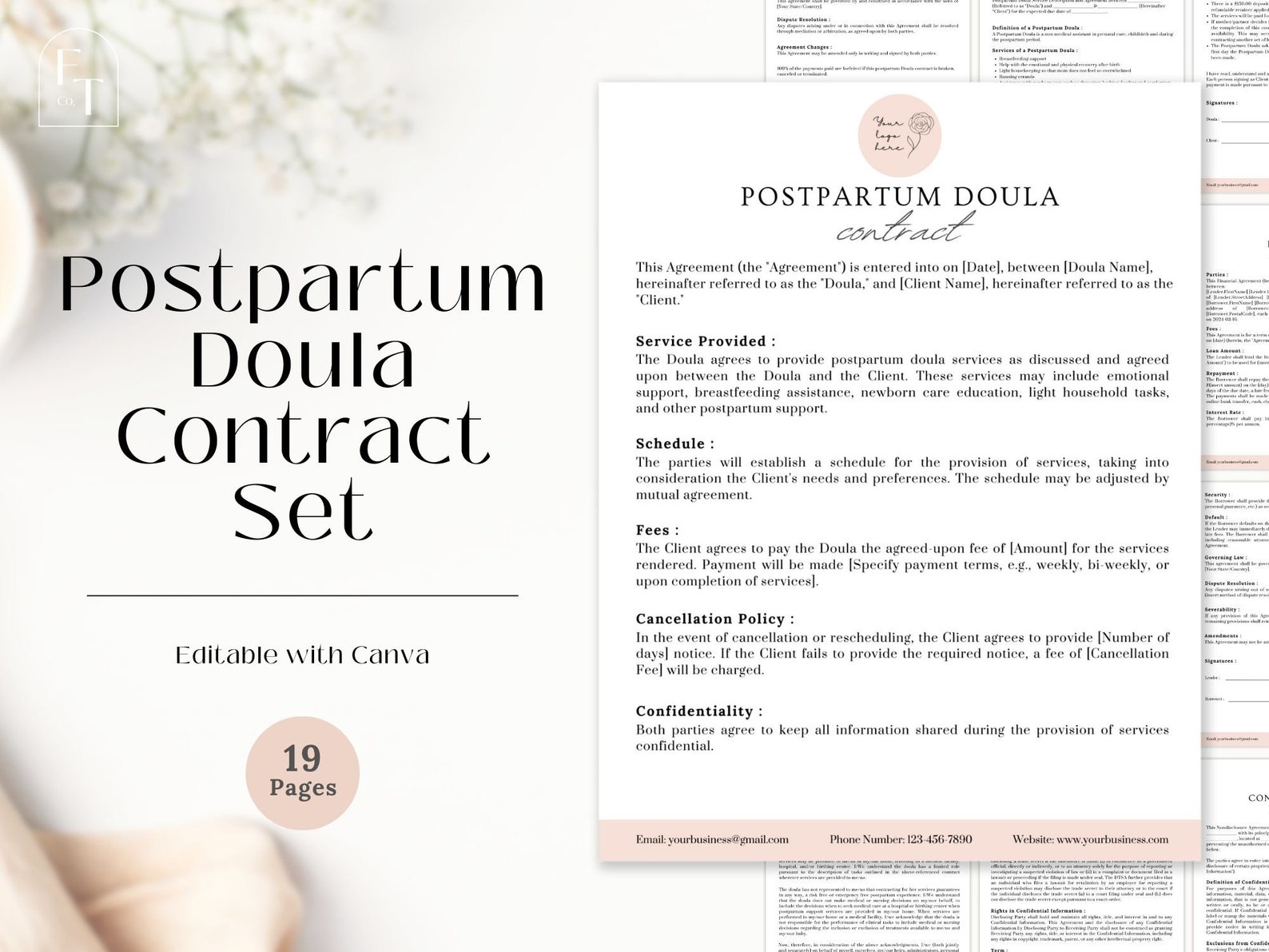 Postpartum Doula Contract Bundle | Doula Contract | Doula Service ...