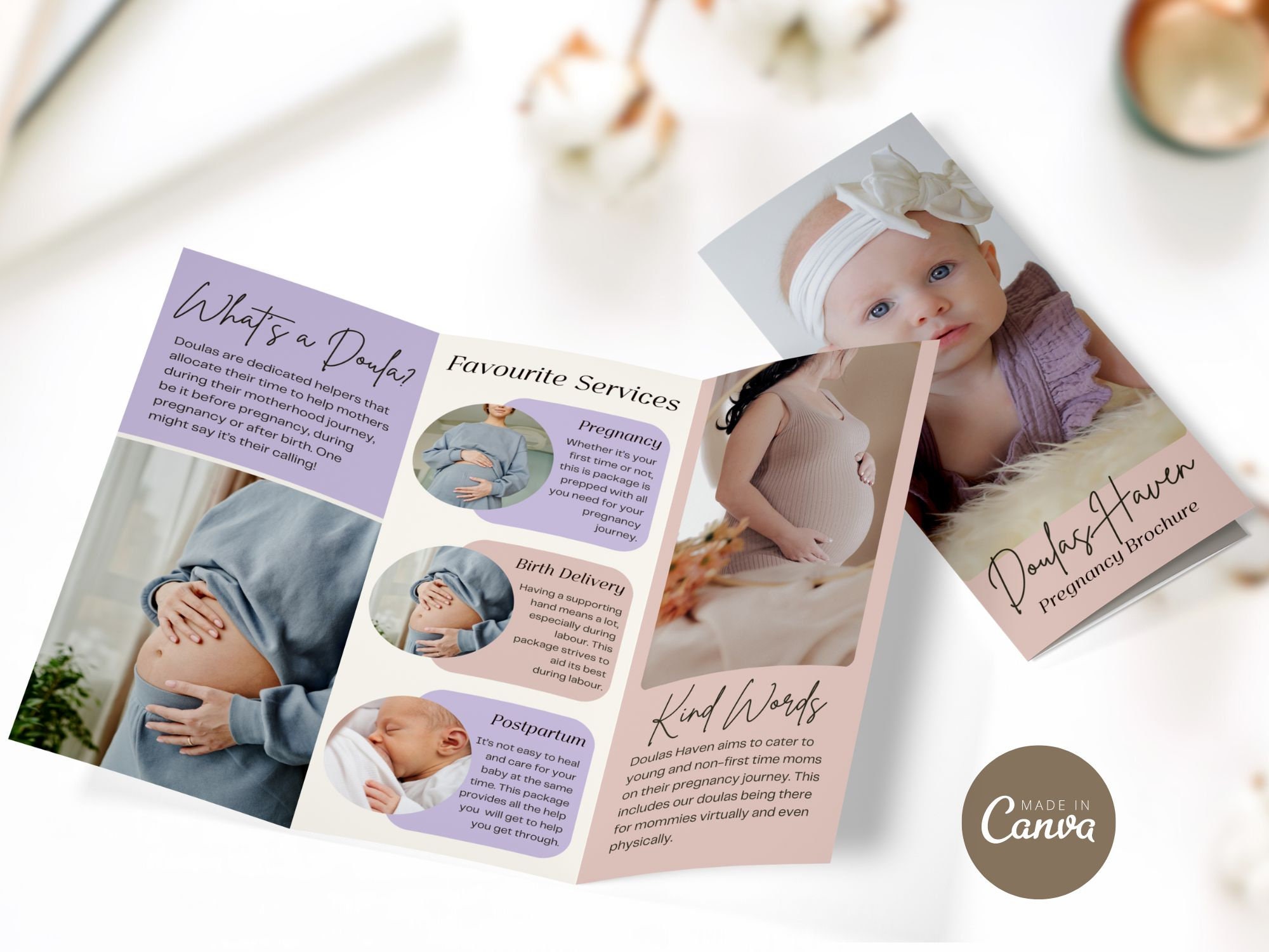 Editable Doula Brochure Template | Birth Worker Handout (canva) - Etsy