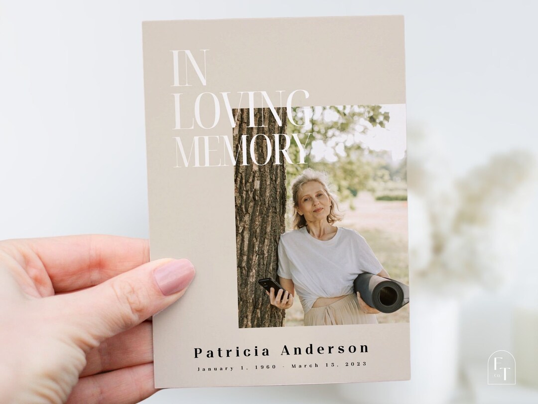 Funeral Program Template | in Loving Memory | Foldable Funeral Memorial ...