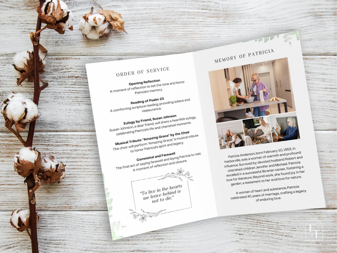 Funeral Program Template Celebration of Life Foldable Funeral Memorial ...