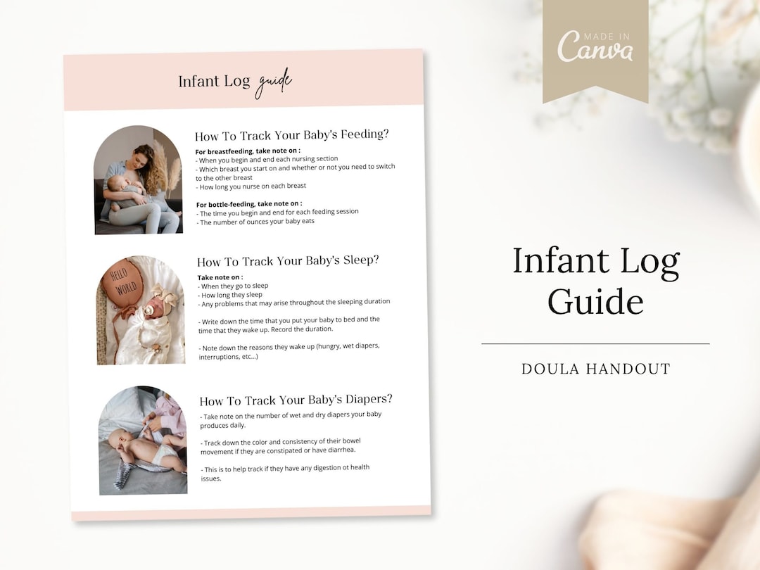 Infant Log Guide | Doula Handout | Doula Canva Template | Canva | Birth ...
