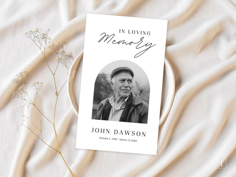 Funeral Prayer Card Template | Memorial Service Printable (canva ...