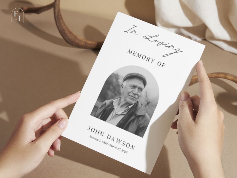 Minimalist Funeral Program Template | Celebration of Life | Foldable ...