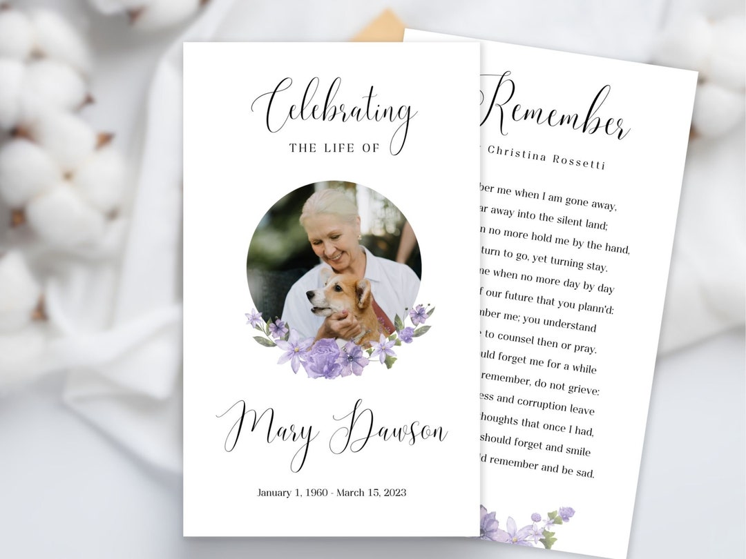 Funeral Prayer Card | Celebrating the Life | Funeral Memorial Program ...