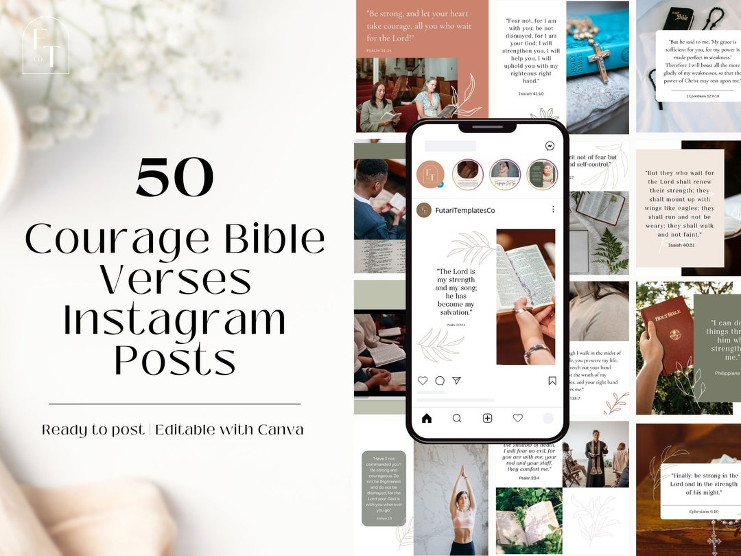 Courage Bible Verses Instagram Posts | Canva Templates (digital ...