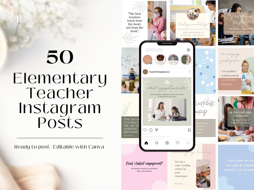 Elementary Teacher Instagram Posts | Editable Templates (canva) - Etsy