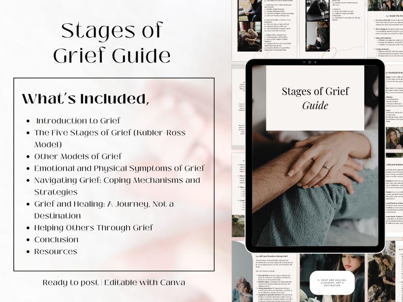 Stages of Grief Guide | Therapy Journal, Coping After Loss (editable ...