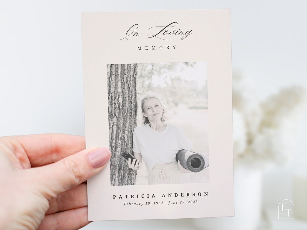 Funeral Program Template | in Loving Memory | Foldable Funeral Memorial ...