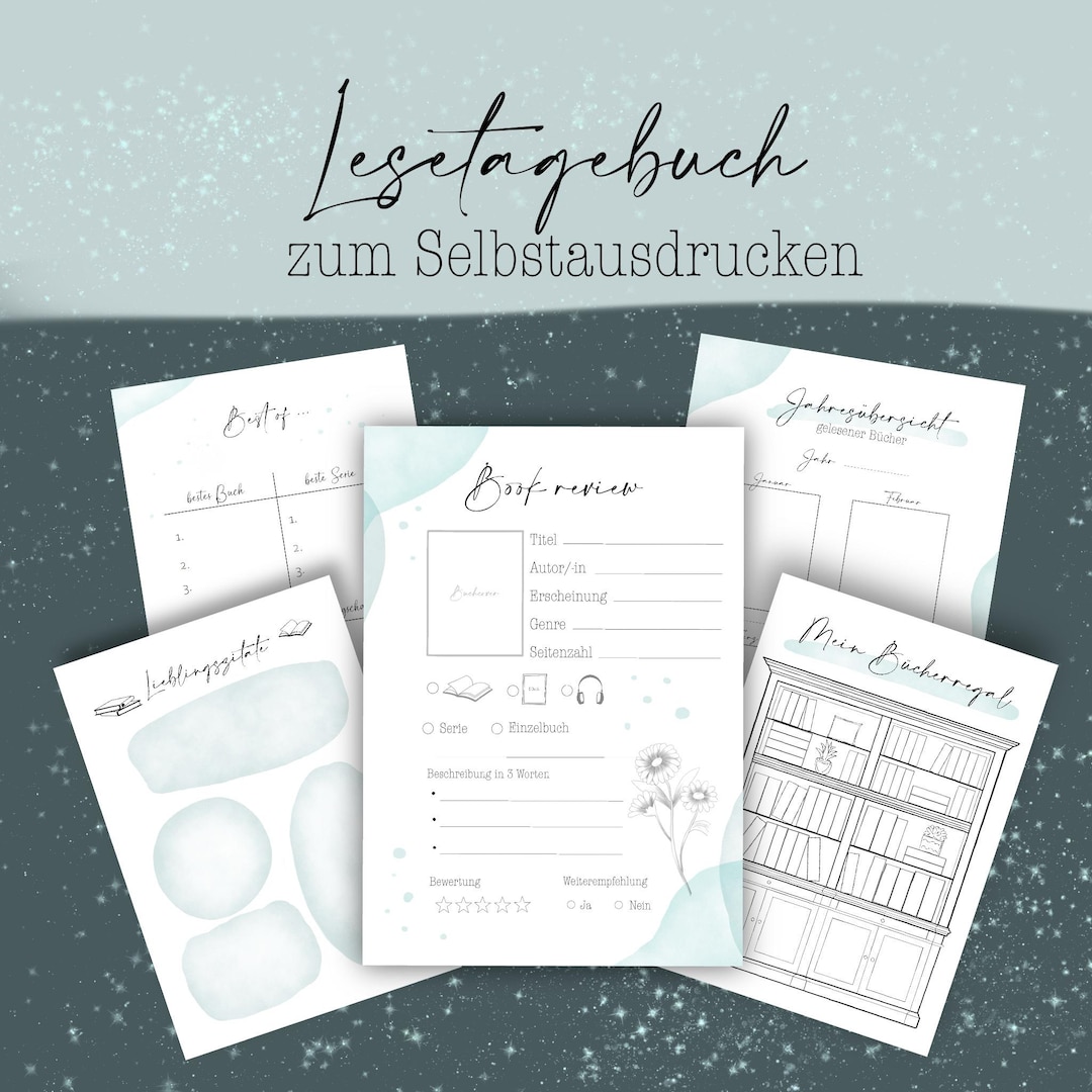 Lesetagebuch zum Selbstausdrucken | 19 Vorlagen | 3 Farben ...