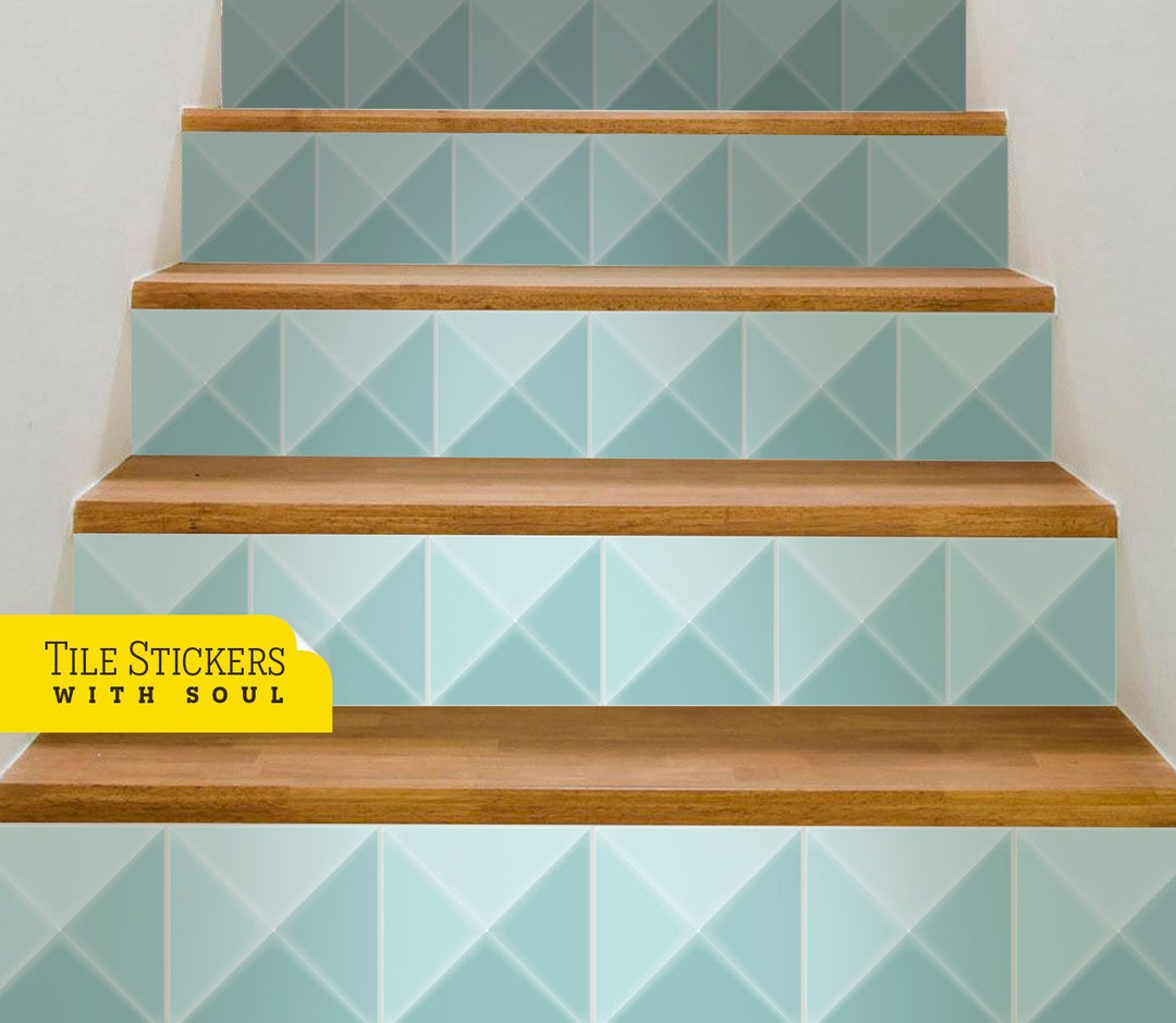 Turquoise Stair Risers, Tile Stair Risers, Vinyl Strips Removable ...