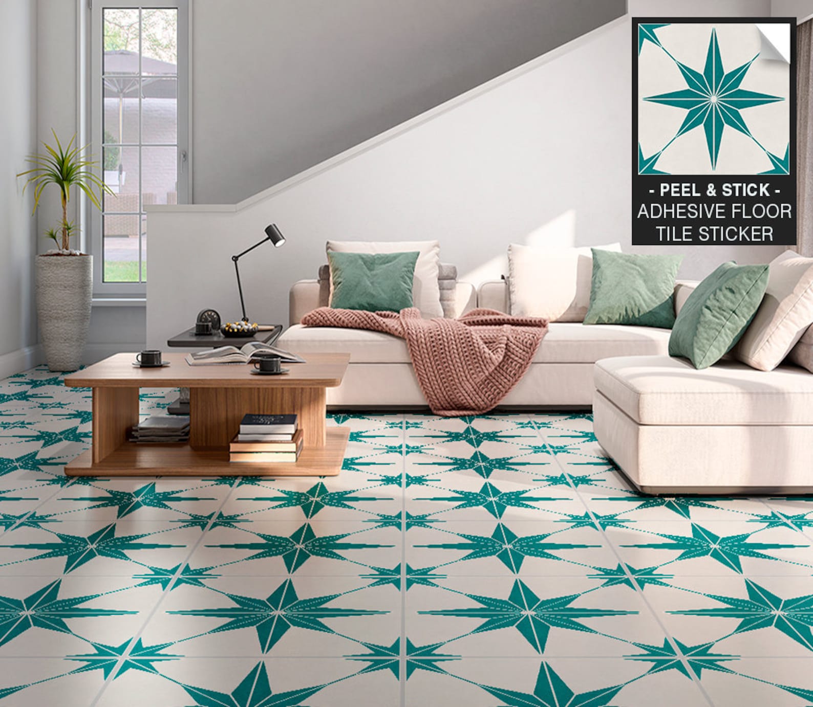 Turquoise Floor Decals Vinyl Tile Stickers Floor Tile - Etsy UK