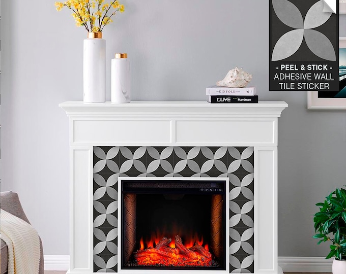 Fireplace Decals Peel and Stick Backsplas Stickers 24 Tiles Decals ...