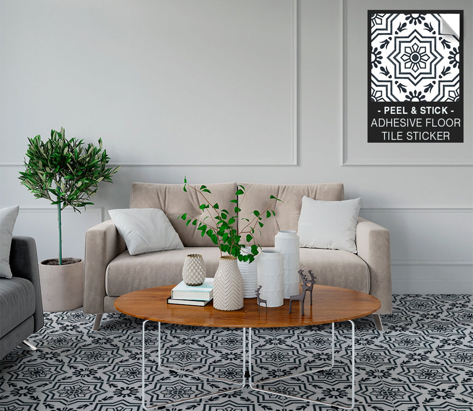 Octagon Tile Stickers Floor Decal Peel & Stick Kitchen - Etsy