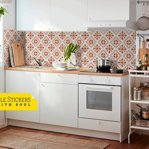 Orange Tiles Stickers for Floor Wall Backsplash Fireplace Bathroom ...