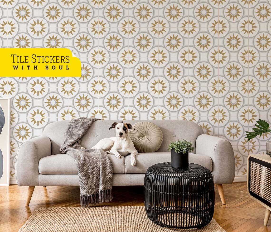 Geometric Tile Stickers for Floor and Wall, Mosaic Tiles Sticker, Wall ...