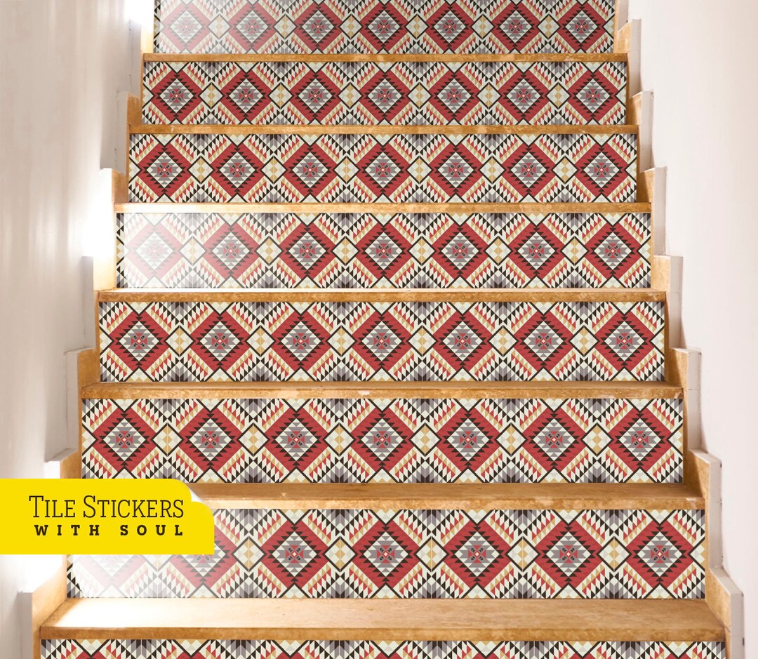 Native American Stair Risers, Tile Stair Risers, Vinyl Strips Removable ...