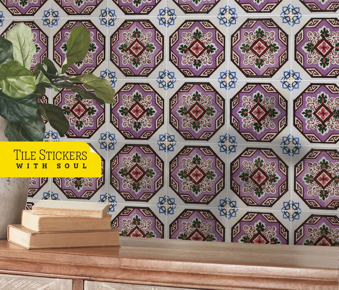 My Private Collection Wall Floor Tile Stickers, Blue Yellow Wall Tile ...