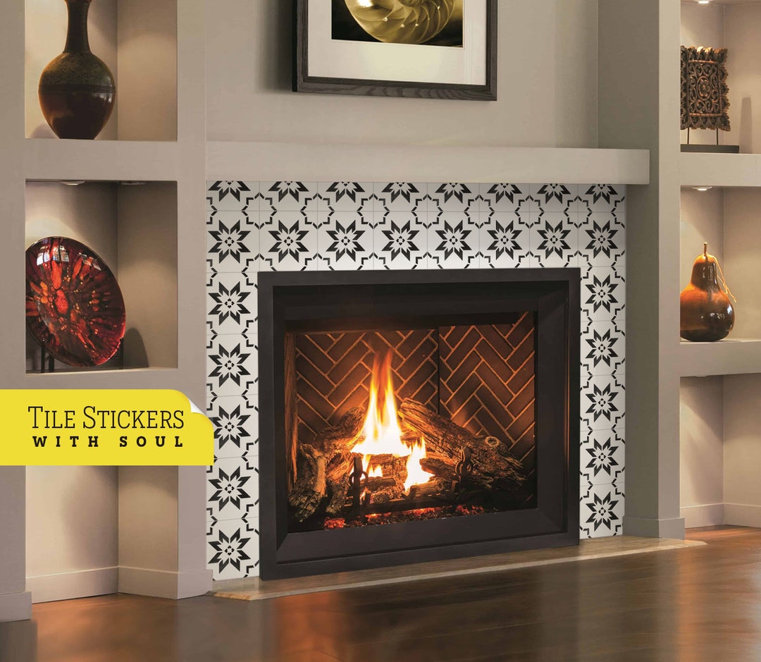 Geometric Tile Stickers for Fireplace, Mosaic Tiles Sticker, Wall Tile ...