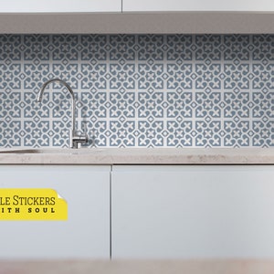 Dark Pastel Blue Tile Stickers for Floor and Wall, Mosaic Tiles Sticker ...