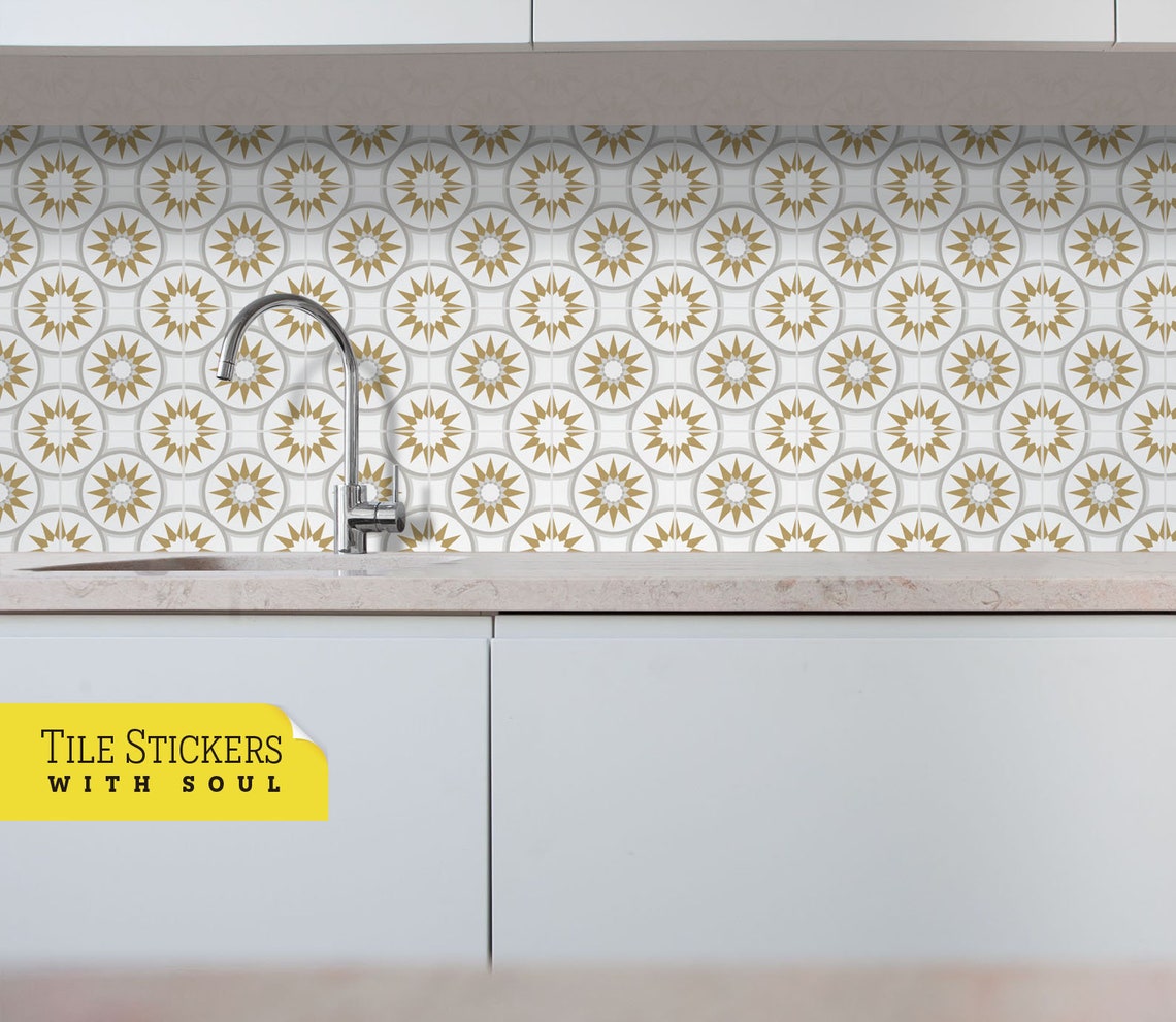 Geometric Tile Stickers for Floor and Wall, Mosaic Tiles Sticker, Wall ...