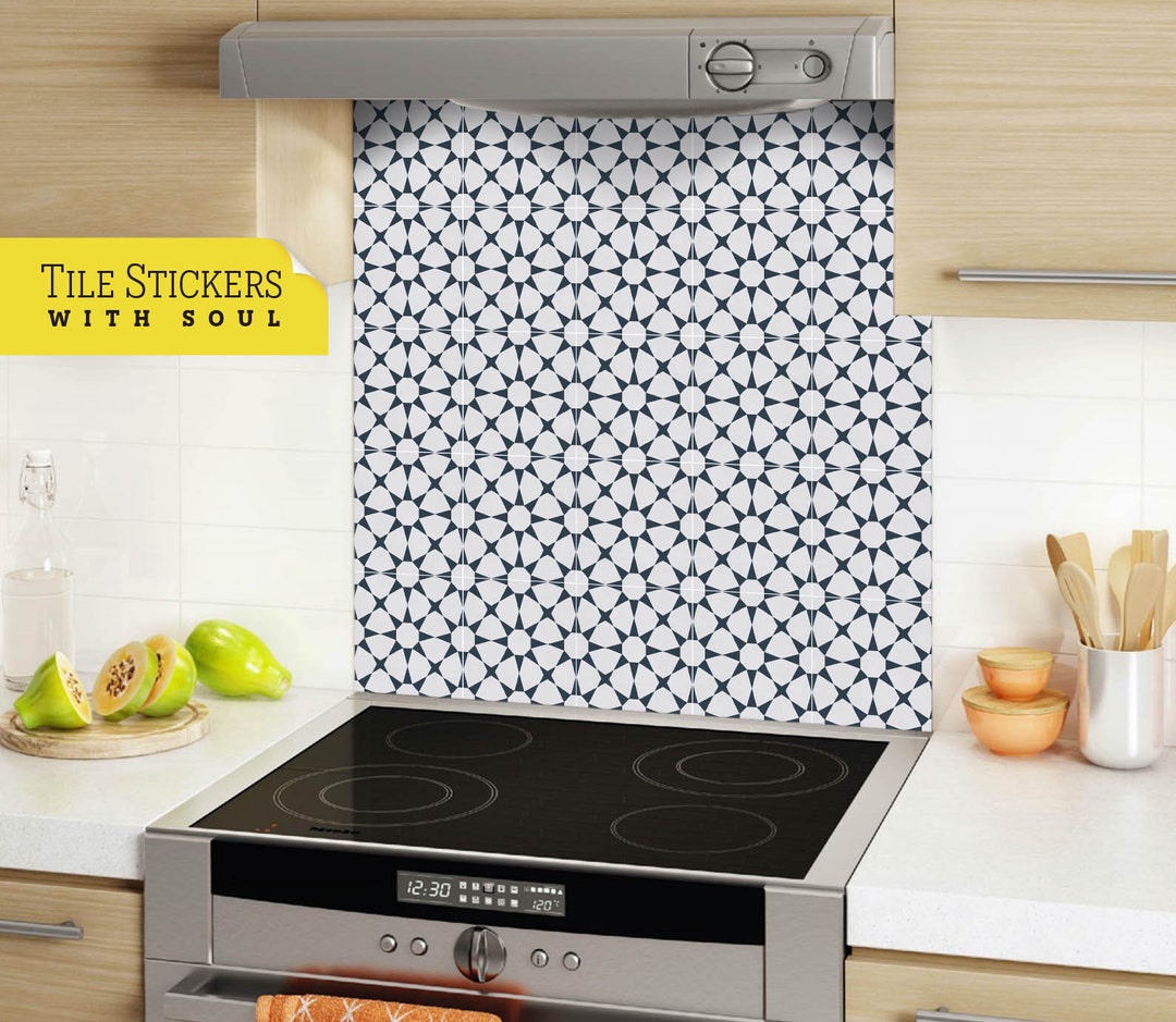 Dark Blue Tile Stickers for Floor Wall Backsplash Fireplace Bathroom ...