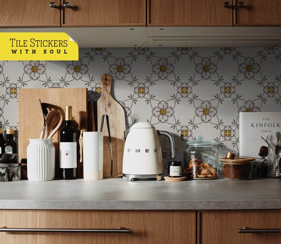 Flower Tile Stickers for Backsplash Mosaic Tiles Stickers | Etsy