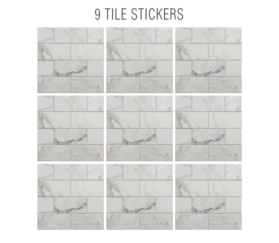 Subway Tiles Calacata Marble Floor Tile Sticker Tile Decal - Etsy