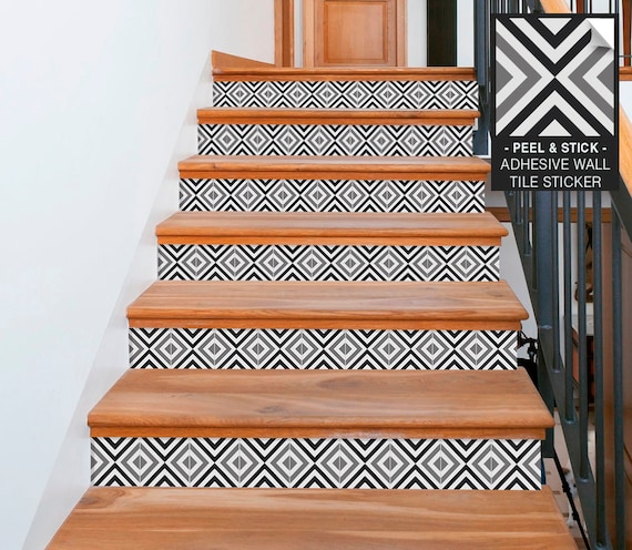 Stair Riser Panel Vinyl Strips Stair Riser Tiles Vinyl | Etsy