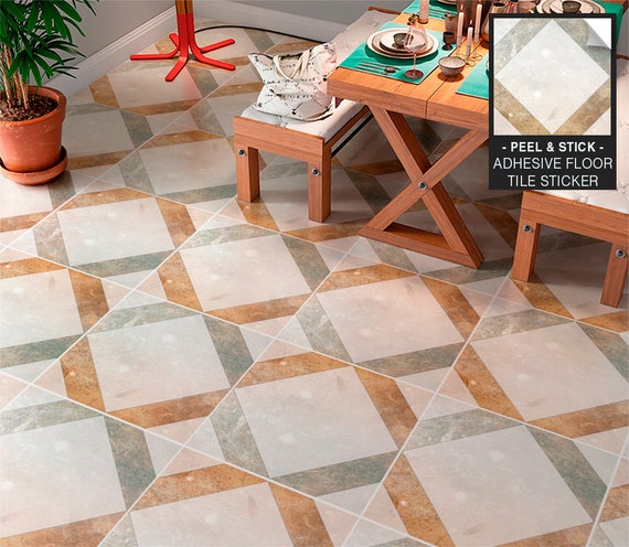 Square Tiles Marble Effect Floor Tiles Tile Decal Modern | Etsy