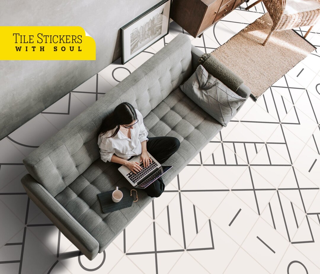 Gray Geometric Tile Stickers for Floor, Wall, Backsplash, Fireplace ...