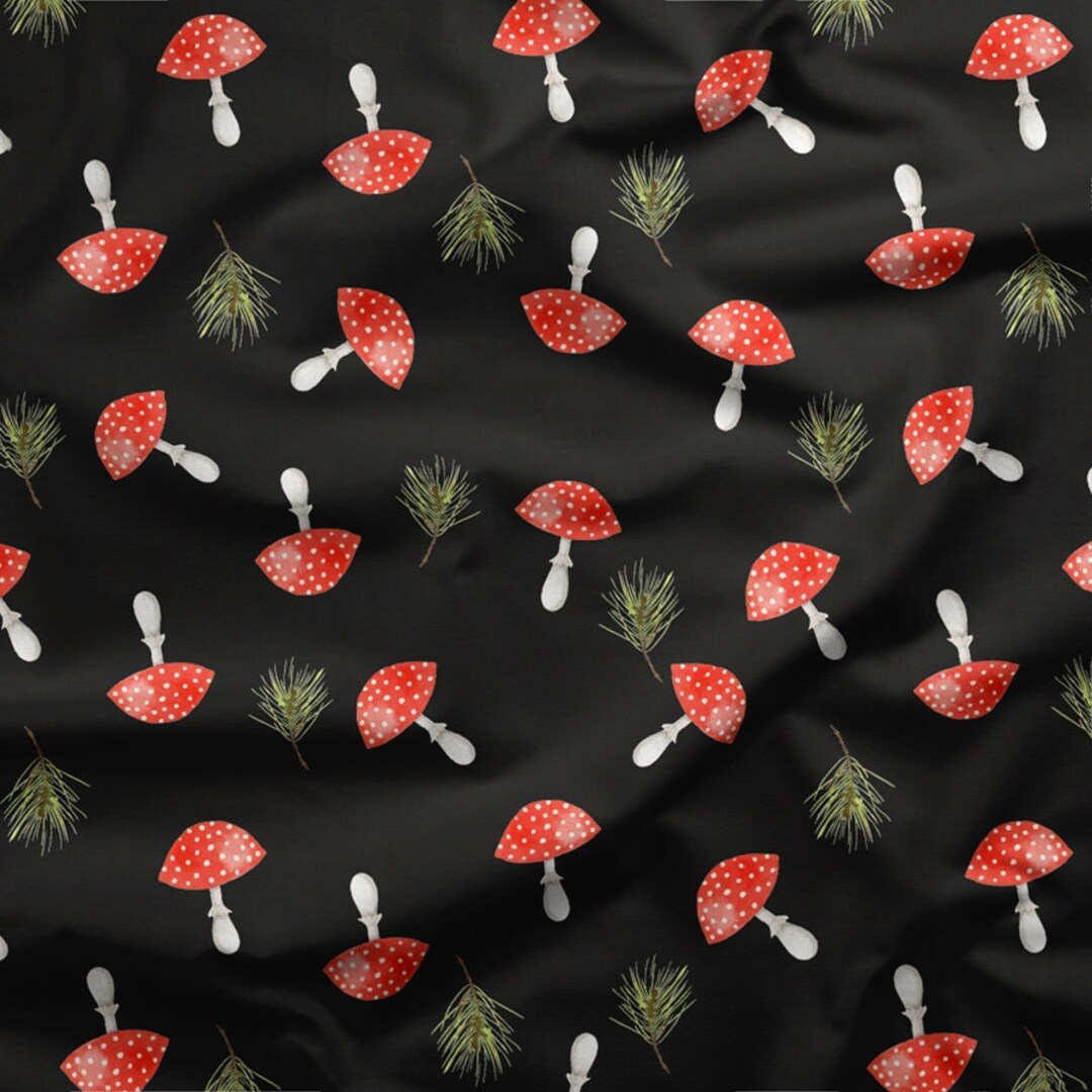Mushroom Toadstool Print Softshell Fabric: Waterproof Jacket Material ...