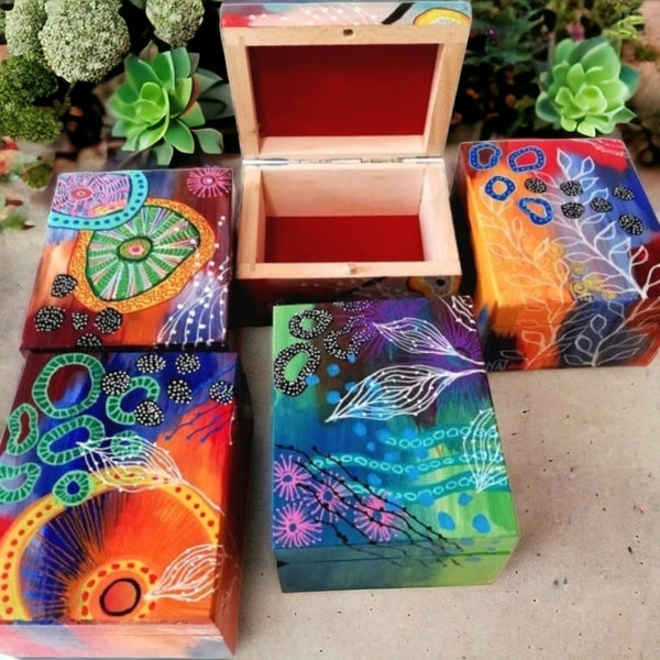 Painted Wooden Box - Etsy