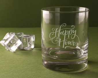 Happy Hour Whiskey Glass, Happy Hour Whiskey Glasses, Happy Hour Glass ...