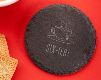 Engraved seven-tea Wooden Glass or Slate Coaster | Etsy