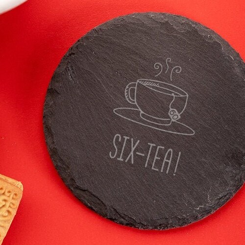 Engraved six-tea Wooden Glass or Slate Coaster - Etsy