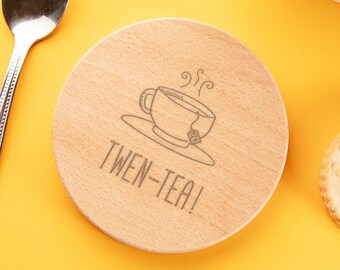 Engraved seven-tea Wooden Glass or Slate Coaster | Etsy