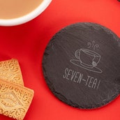 Engraved seven-tea Wooden Glass or Slate Coaster - Etsy
