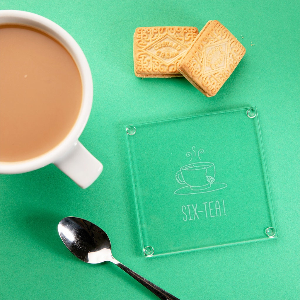 Engraved six-tea Wooden Glass or Slate Coaster - Etsy