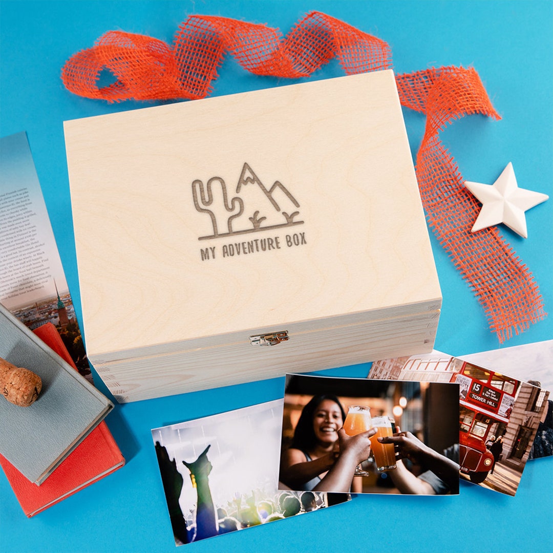 Engraved "my Adventure Box" Keepsake Memory Box - Unique Travel Gift ...