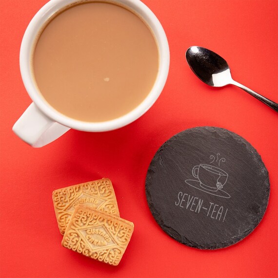 Engraved seven-tea Wooden Glass or Slate Coaster - Etsy
