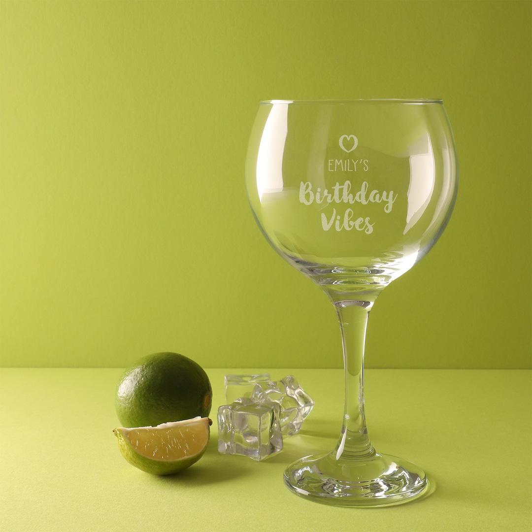 Personalised "birthday Vibes" Gin Glass - Personalized Birthday Gift ...