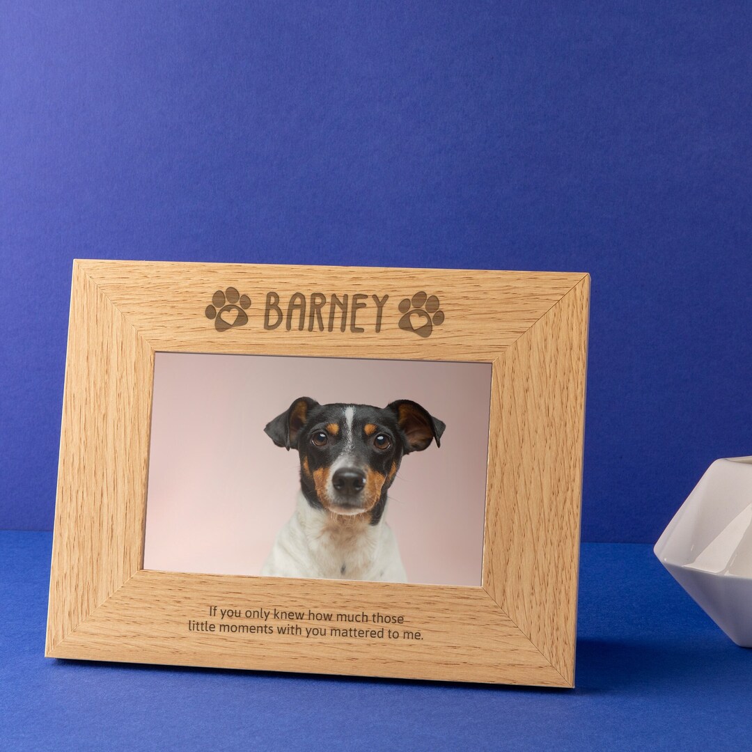 Personalised Pet Name Engraved Photo Frame - Dog Memorial Gift Home ...