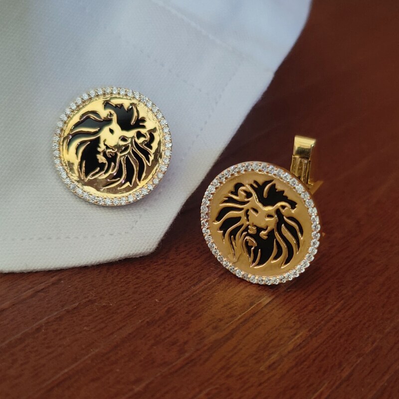 Gold Lion Cufflinks - Etsy