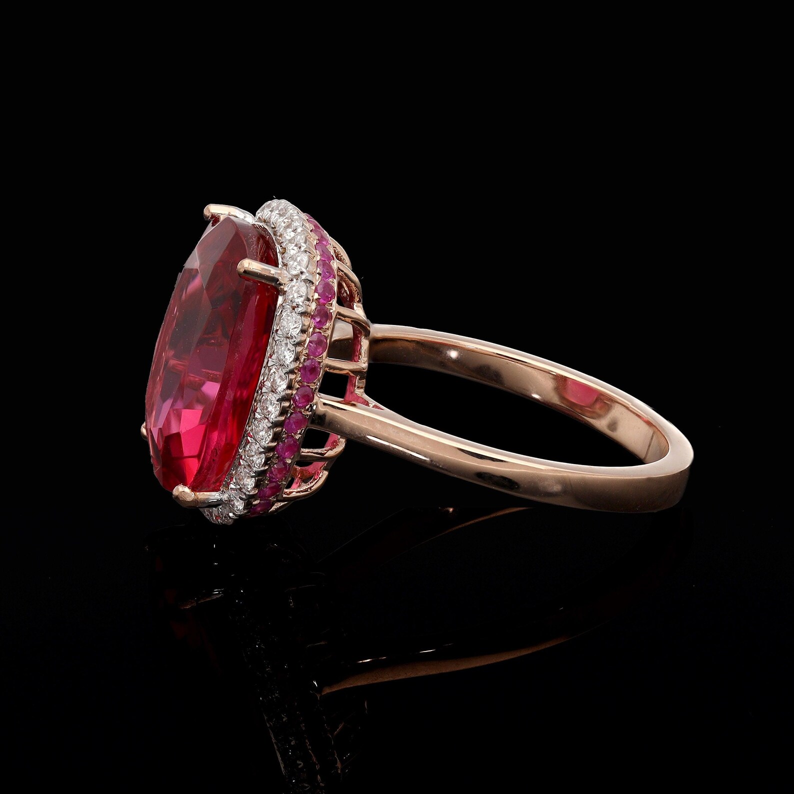 Anillo de piedra roja semipreciosa, joyería de oro de 18 quilates para ...