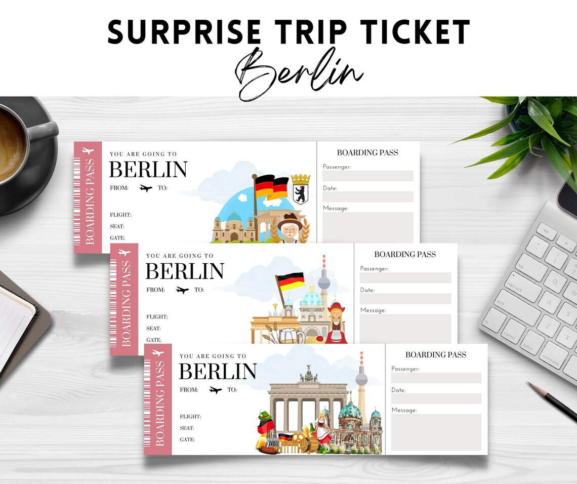 Berlin Trip Boarding Pass - Editable Printable Travel Ticket - Etsy